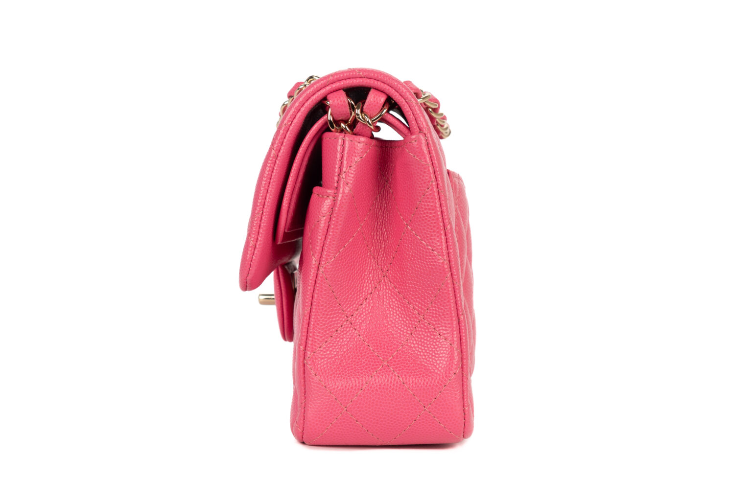 Chanel Small Double Classic Flap Pink Caviar Gold Hardware - Love Luxury UK